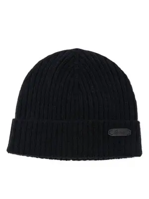 Brioni Ribbed Cashmere Beanie - Blue