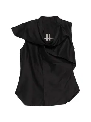 Rick Owens Cotton Draped Tank Top - Black