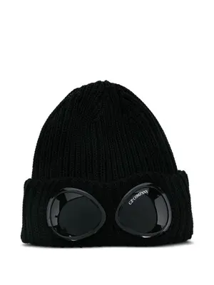 C.P. COMPANY C.P. COMPANY Ribbed Extrafine Merino Wool Knit Beanie Black