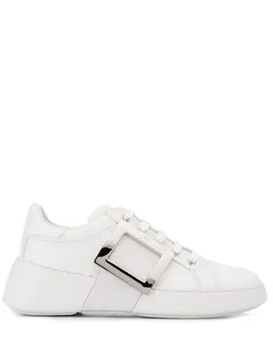 ROGER VIVIER Viv Skate Leather Sneakers With Buckle Detail