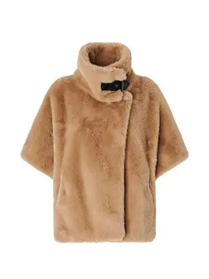 Pinko Faux Fur Cape With Buckle Detail