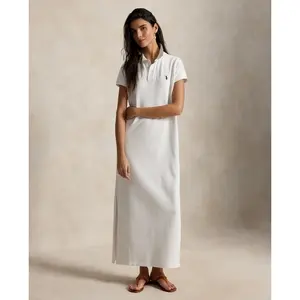 Ralph Lauren Cotton Mesh Polo Maxi Dress With Embroidered Pony