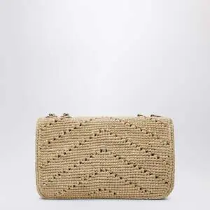 Saint Laurent Small Loulou Chevron Crochet Raffia Bag - Brown