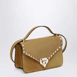 Valentino Garavani Rockstud Small Suede Crossbody Bag - Beige