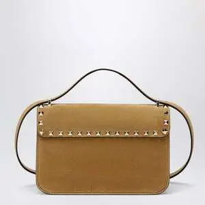 Valentino Garavani Rockstud Small Suede Crossbody Bag - Beige