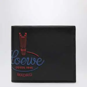 Loewe Leather Bi-fold Wallet With Logo - Black