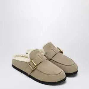Prada Suede Shearling Lined Clogs