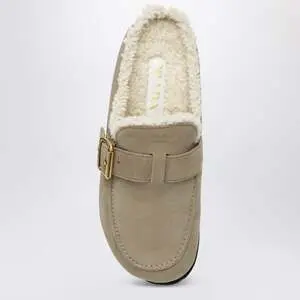 Prada Suede Shearling Lined Clogs