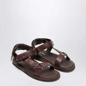 Miu Miu Leather Sandals With Embossed Logo