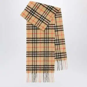 Burberry Cashmere Check Scarf - Beige