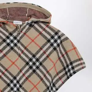 Burberry Sand Checked Wool Hooded Cape
