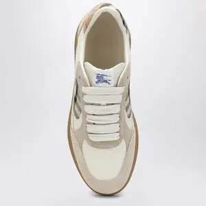 Burberry Terrace Leather And Suede Sneakers With Check Detail