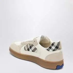 Burberry Terrace Leather And Suede Sneakers With Check Detail