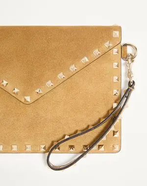 Valentino Garavani Rockstud Suede Clutch Bag