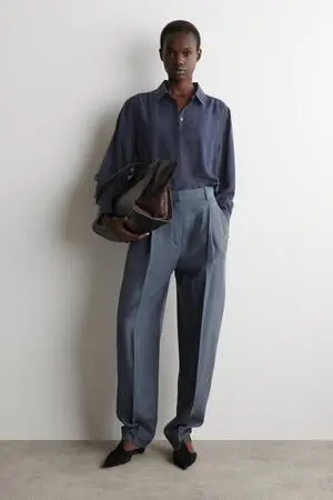 Cos Gathered Washed-silk Shirt