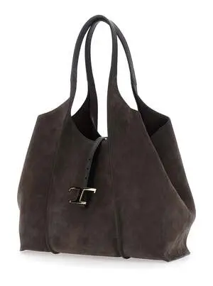 TOD'S Suede Shoulder Bag With T Plaque - Multicolor