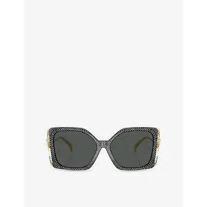 Versace Square Frame Sunglasses With Logo Detail - Black