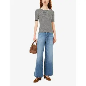 FRAME Fine Rib Knit Striped T-shirt