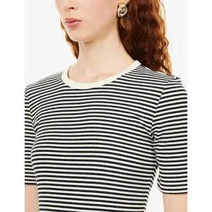 FRAME Fine Rib Knit Striped T-shirt