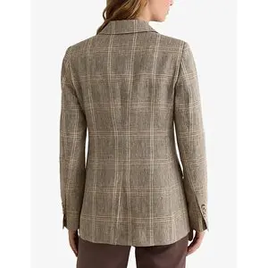 REISS Sybil Checked Linen Blazer