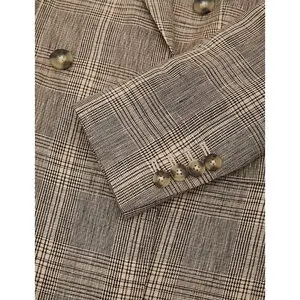 REISS Sybil Checked Linen Blazer