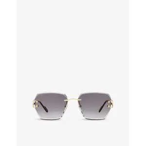 Cartier Ct0466s Square-frame Metal Sunglasses - Gold