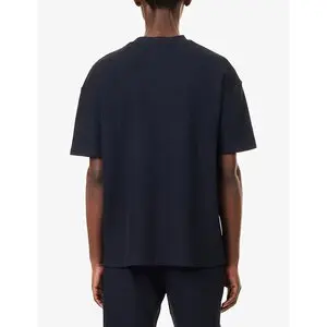 ARNE Relaxed-fit Waffle Woven T-shirt - Navy
