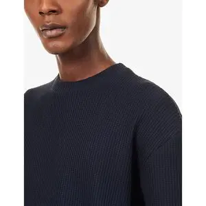 ARNE Relaxed-fit Waffle Woven T-shirt - Navy