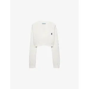 Prada V-neck Cable-knit Cotton Cropped Jumper