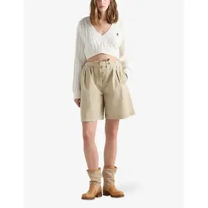 Prada V-neck Cable-knit Cotton Cropped Jumper