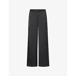 Vince Mid-waist Lace Trim Wide-leg Satin Trousers
