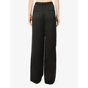 Vince Mid-waist Lace Trim Wide-leg Satin Trousers