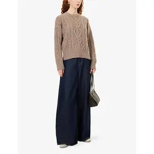 Max Mara Round Neck Cable Knit Wool Jumper