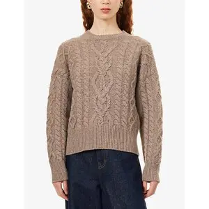 Max Mara Round Neck Cable Knit Wool Jumper