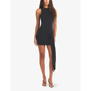 SKIMS Jersey Wrap Mini Dress - Obsidian