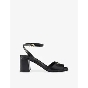 Prada Leather Heeled Sandals With Triangle Logo