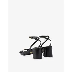 Prada Leather Heeled Sandals With Triangle Logo