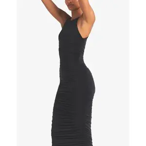 SKIMS Ruched Sleeveless Jersey Maxi Dress - Obsidian