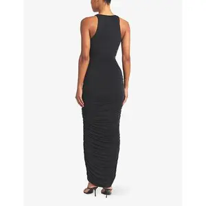 SKIMS Ruched Sleeveless Jersey Maxi Dress - Obsidian