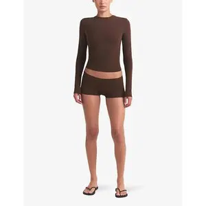 SKIMS Fits Everybody Long-sleeve Jersey T-shirt - Cocoa