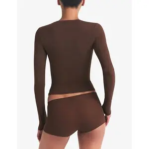 SKIMS Fits Everybody Long-sleeve Jersey T-shirt - Cocoa
