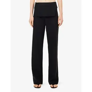 ST. AGNI Belted Straight-leg Wool Trousers