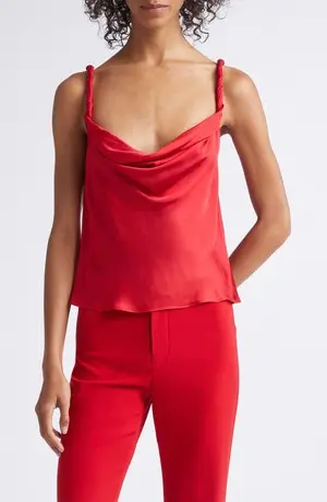 Alice + Olivia Monique Twist Strap Satin Camisole