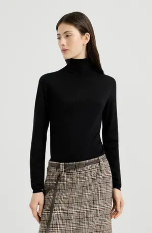 Brunello Cucinelli Sparkling Cashmere And Silk Lightweight Turtleneck Sweater - Black