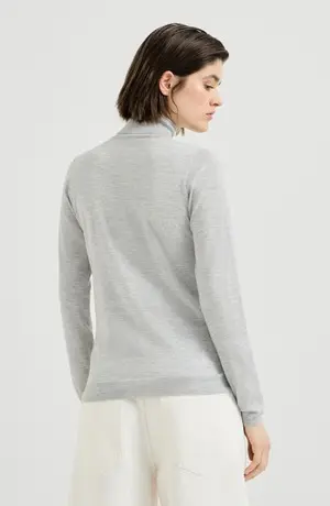 Brunello Cucinelli Sparkling Cashmere And Silk Lightweight Turtleneck Sweater - Pebble