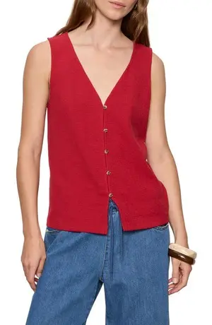 Sanctuary Easy Textured Vest - Red Berry