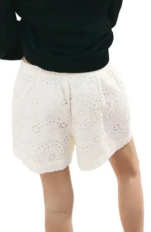 Mango Broderie Anglaise Cotton Eyelet Shorts