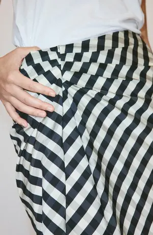 Mango Gingham Midi Skirt