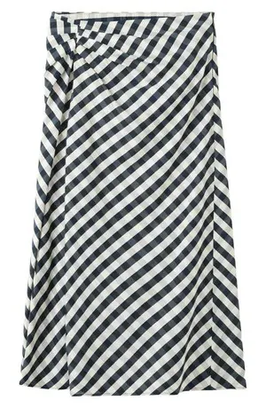 Mango Gingham Midi Skirt