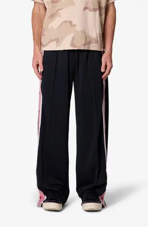 Mnml Side Snap Striped Track Pants - Black